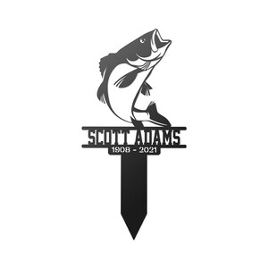 Fishing Memorial Sign Personalized, Grave Marker for Fisherman, Fishing ...