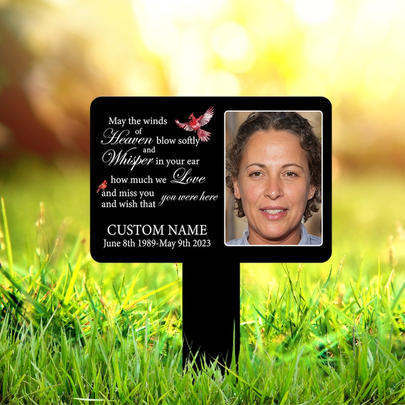 Custom Grave Marker With Photo, Cardinals Sympathy Plaques, Outdoor ...