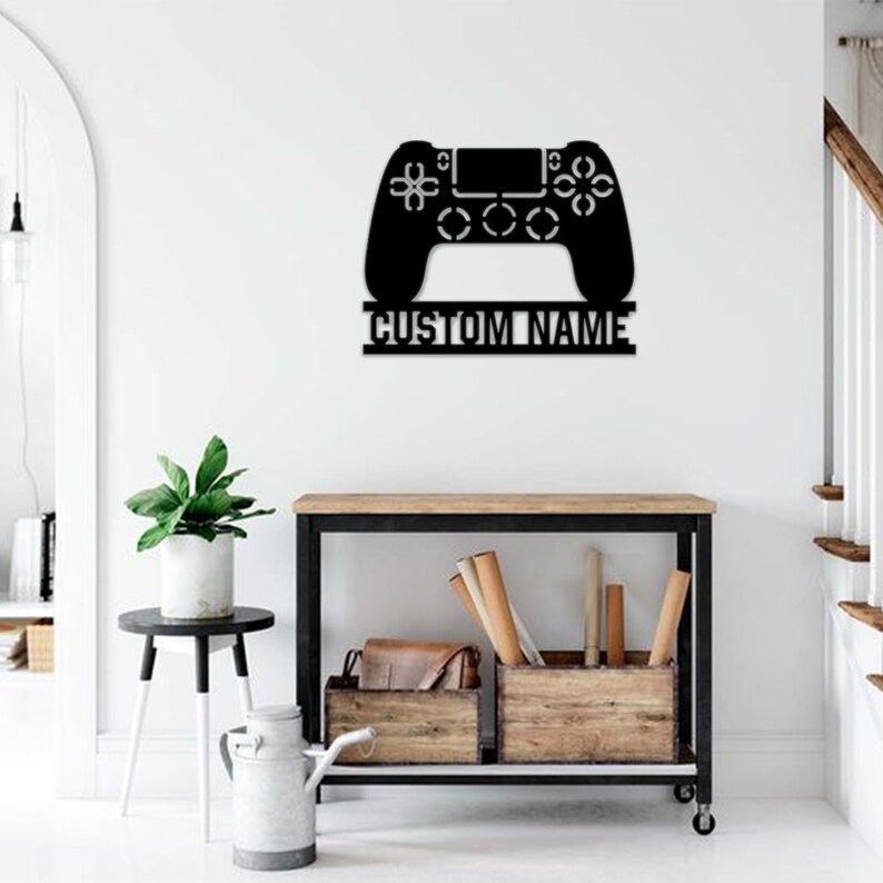 Game Controller Metal Wall Art With Led Lights, Custom Gaming Zone ...