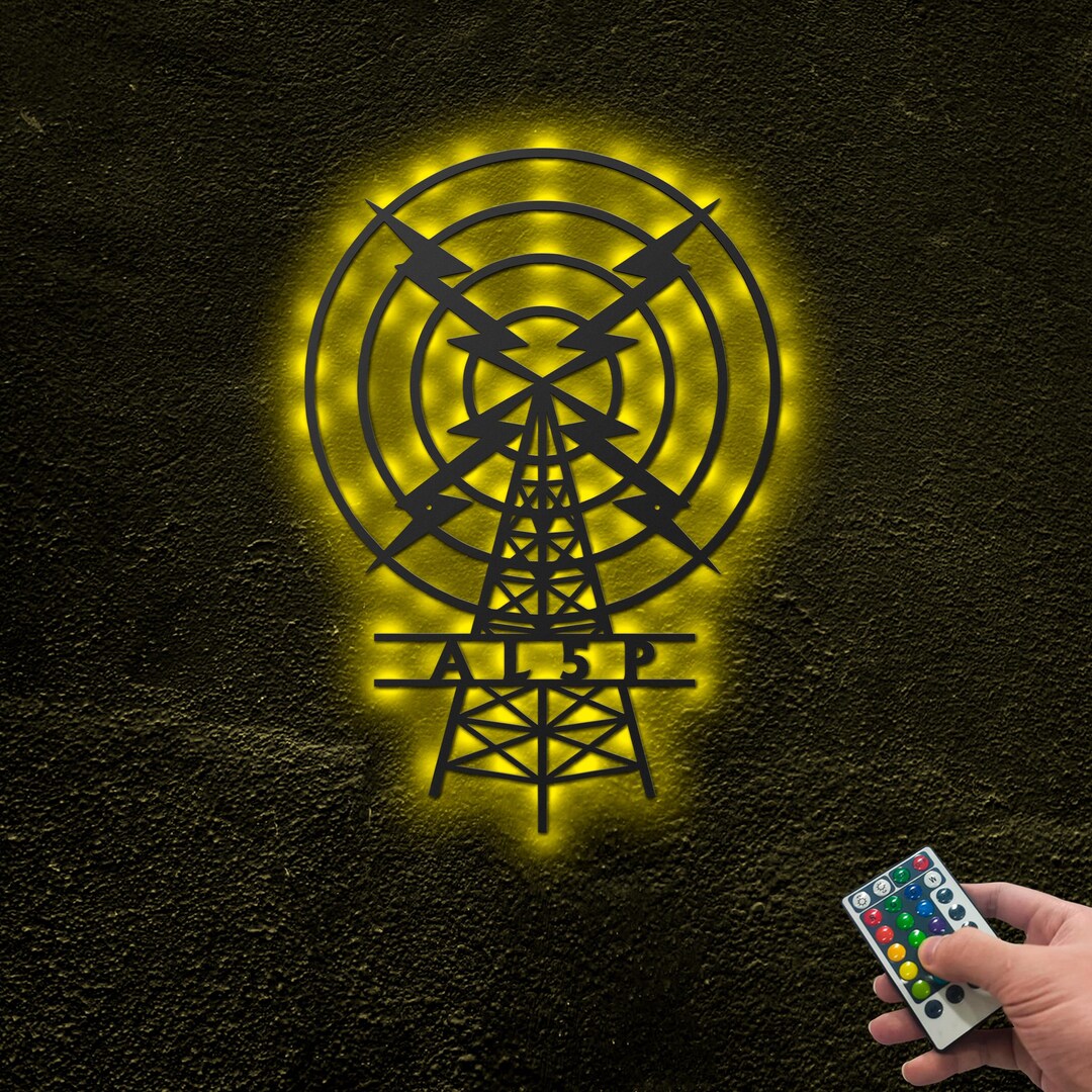 Ham Radio Wall Sign With LED Lights, Ham Radio Call Sign, Personalized ...