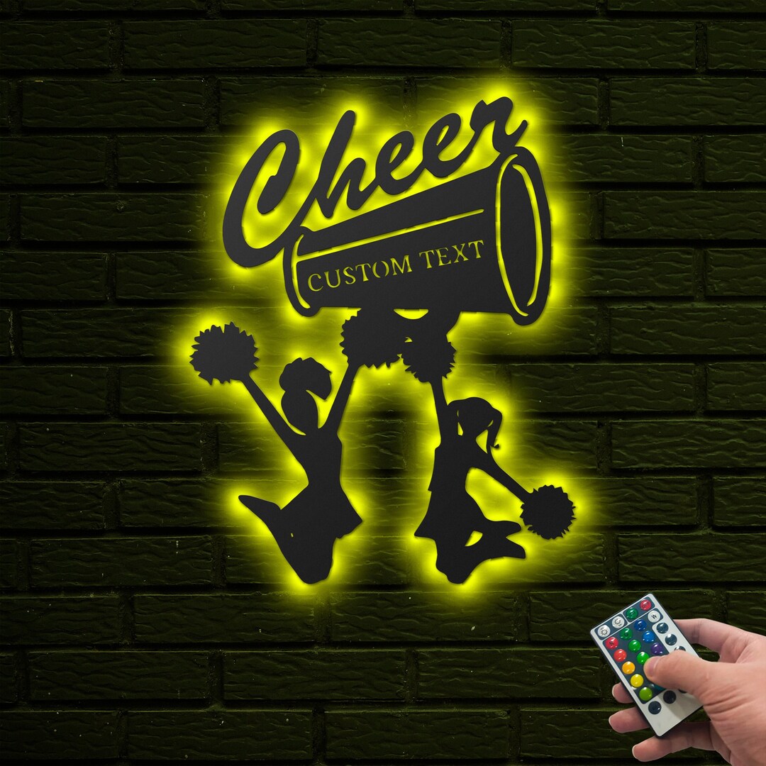 Cheerleader Custom Name Sign With LED, Cheerleading Metal Wall Art ...