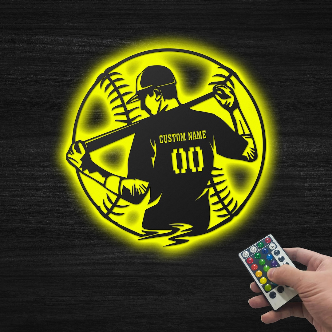 Baseball Led Sign Personalized, Baseball Custom Name Sign, Baseball ...