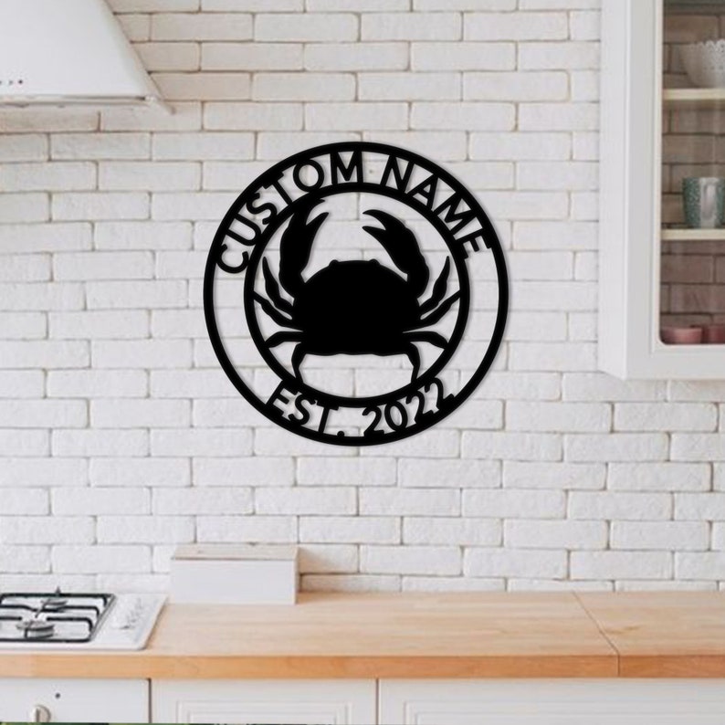 Custom Crab Metal LED Sign, Personalized Crab Name Sign Deco for Room ...