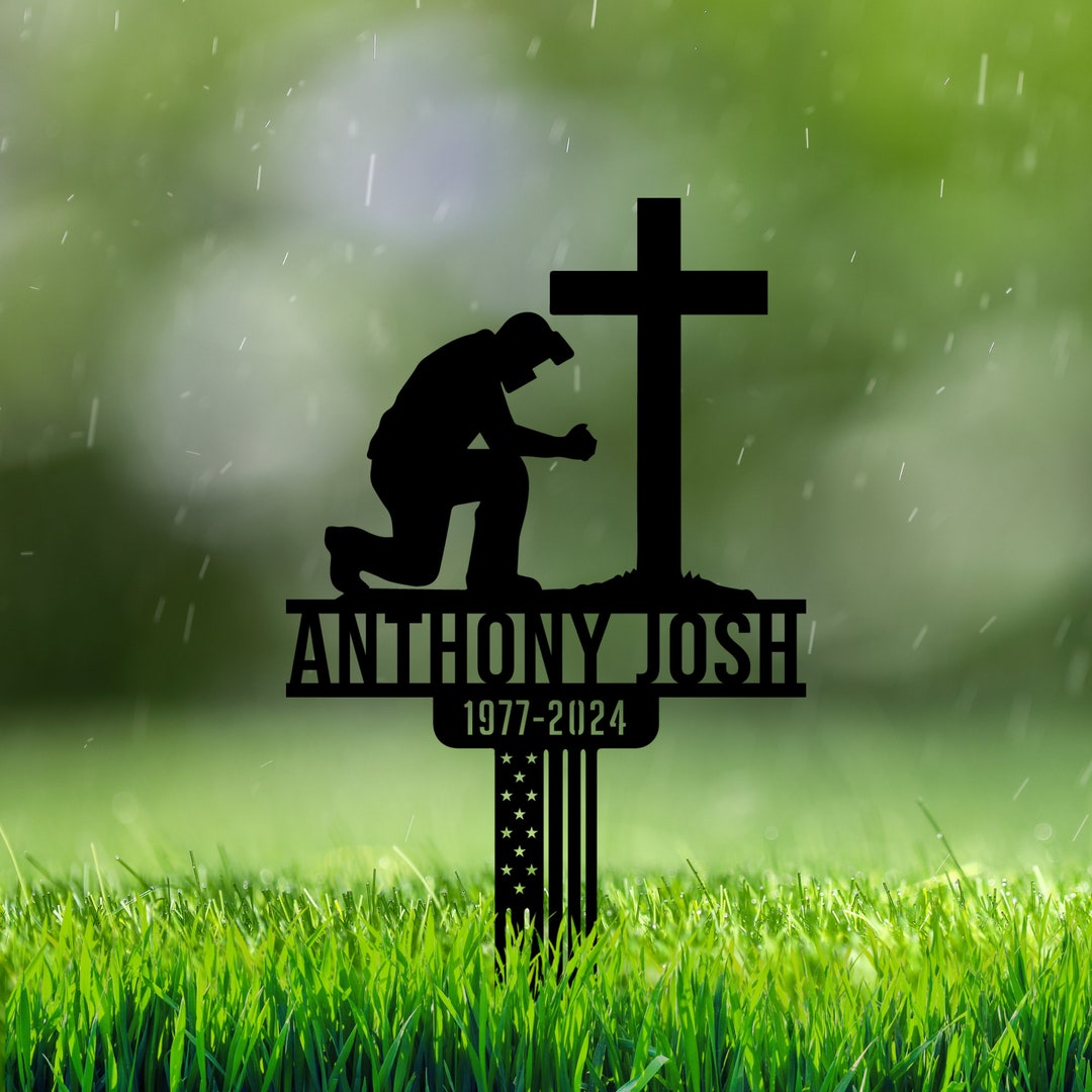 Personalized Welder Memorial Metal Stake, Sympathy Grave Marker, Cross ...