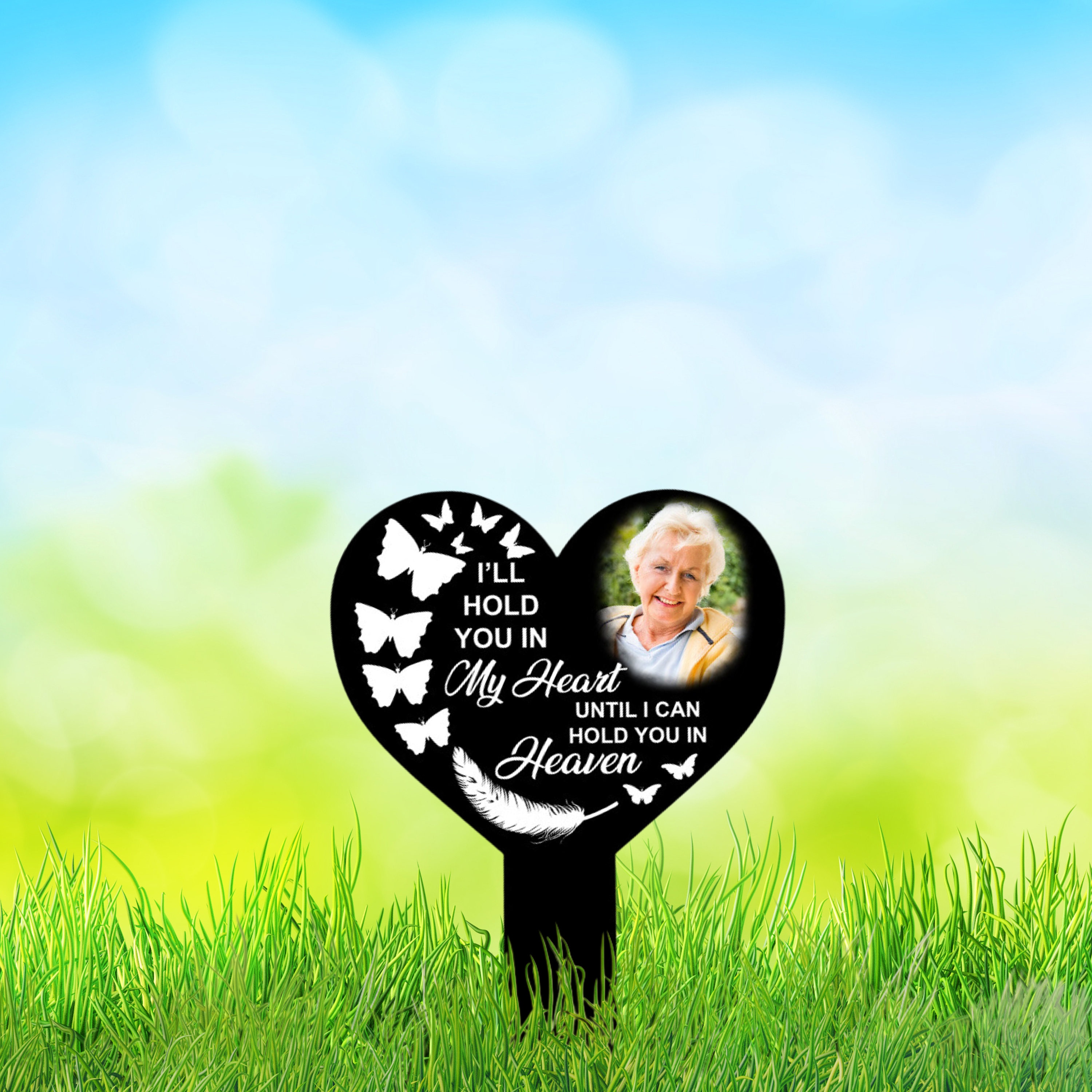 Loss of Loved Ones Memorial Grave Stake, Photo Grave Marker, Heart ...