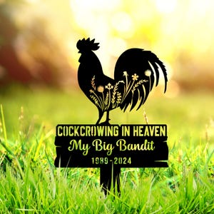Personalized Rooster Grave Markers, Memorial Metal Plaque, Chicken ...