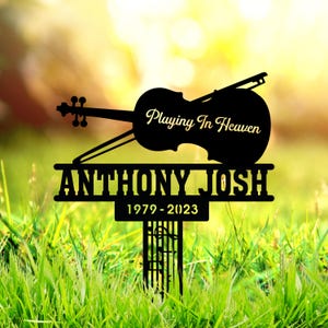 Personalized Grave Marker for Human, Playing in Heaven, Violin Player ...