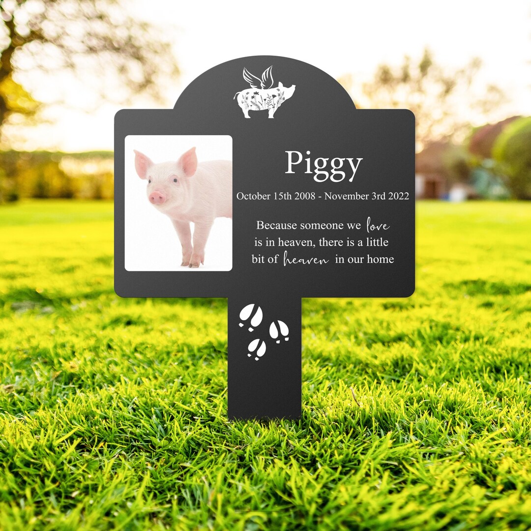 Personalized Grave Marker for Pet, Pig Memorial Plaque, Pig Photo ...