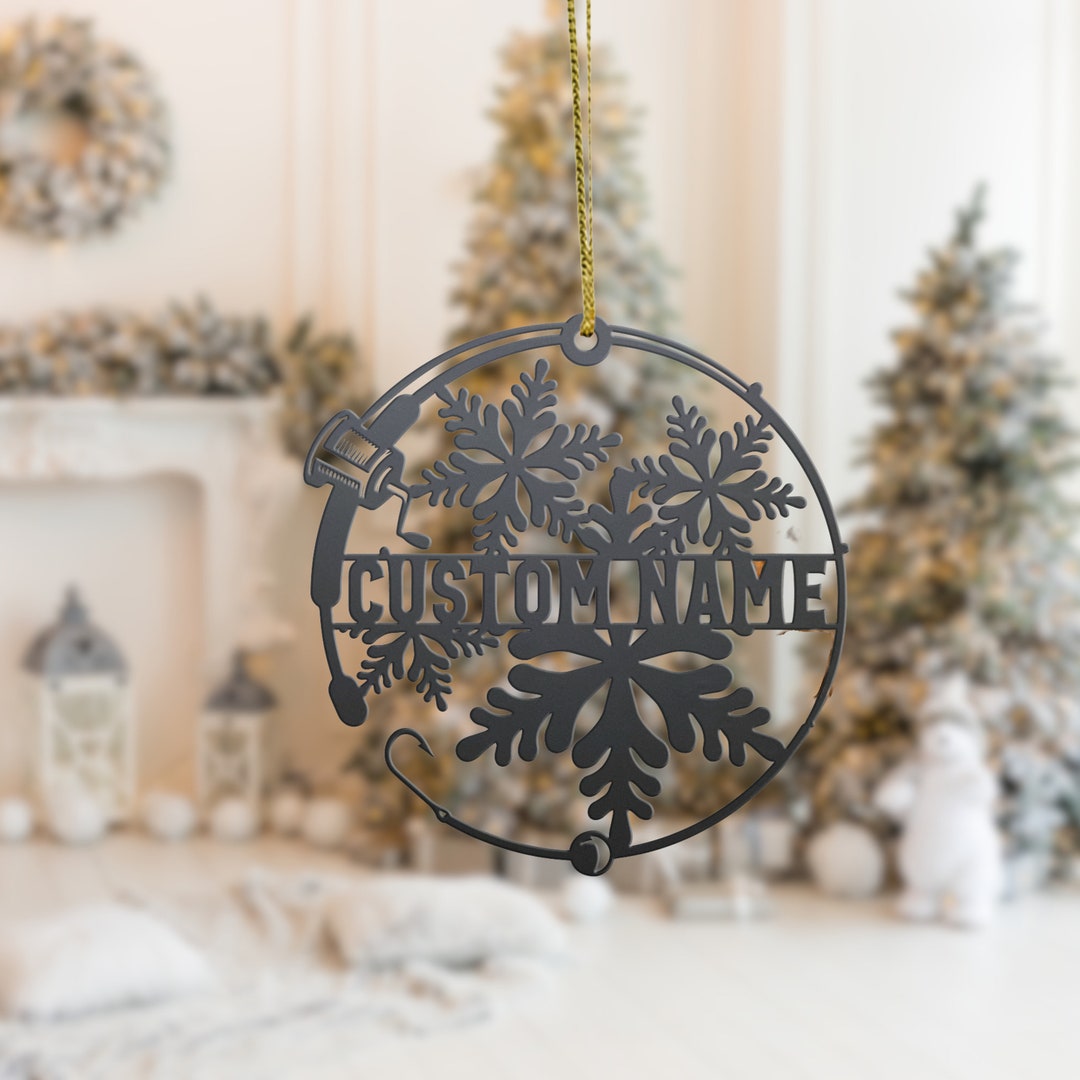 Fishing Ornament Personalized, Fisher Christmas Bauble Ornament, Xmas ...