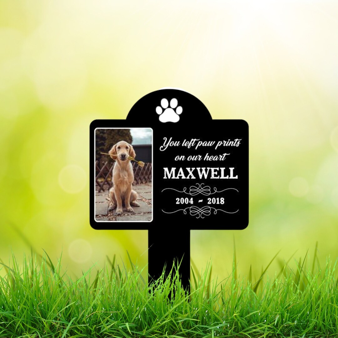 Dog Photo Memorial Stake Custom, Pet Portrait Sympathy Grave Marker ...