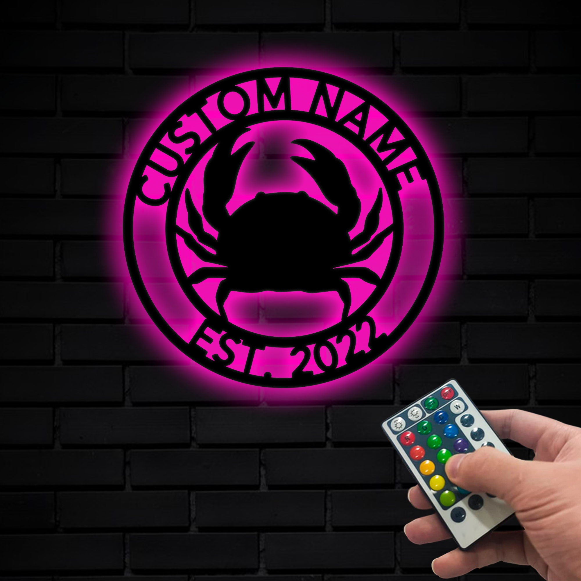 Custom Crab Metal LED Sign, Personalized Crab Name Sign Deco for Room ...