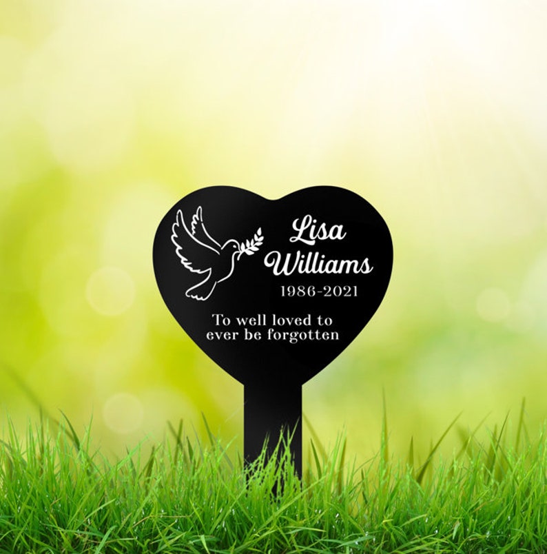 Heart Acrylic Grave Marker Custom Dove Bereavement Grave - Etsy