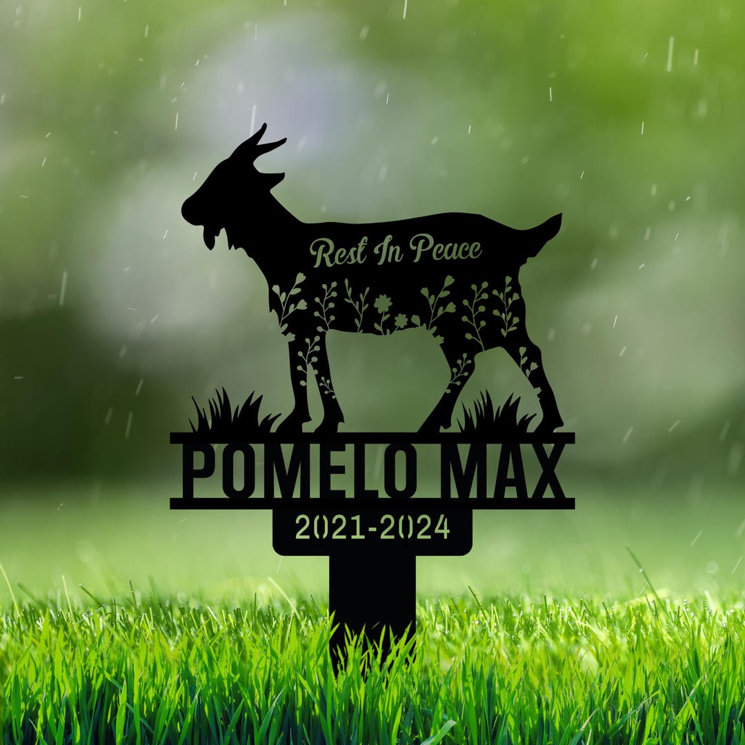 Custom Goat Metal Stake, Memorial Plaque for Goats, Outdoor Metal Grave ...