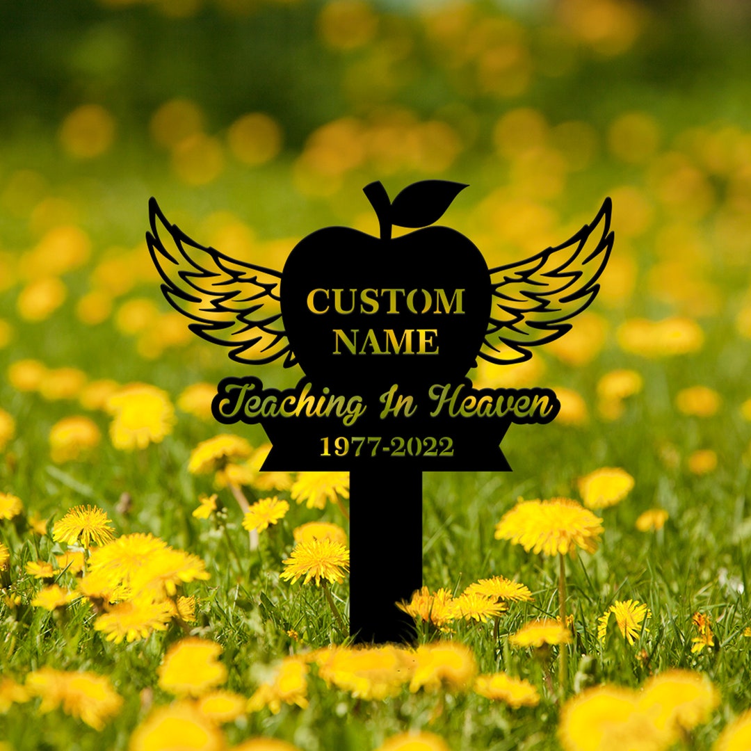 Personalized Teacher Grave Marker, Teacher Memorial Metal Plaque ...