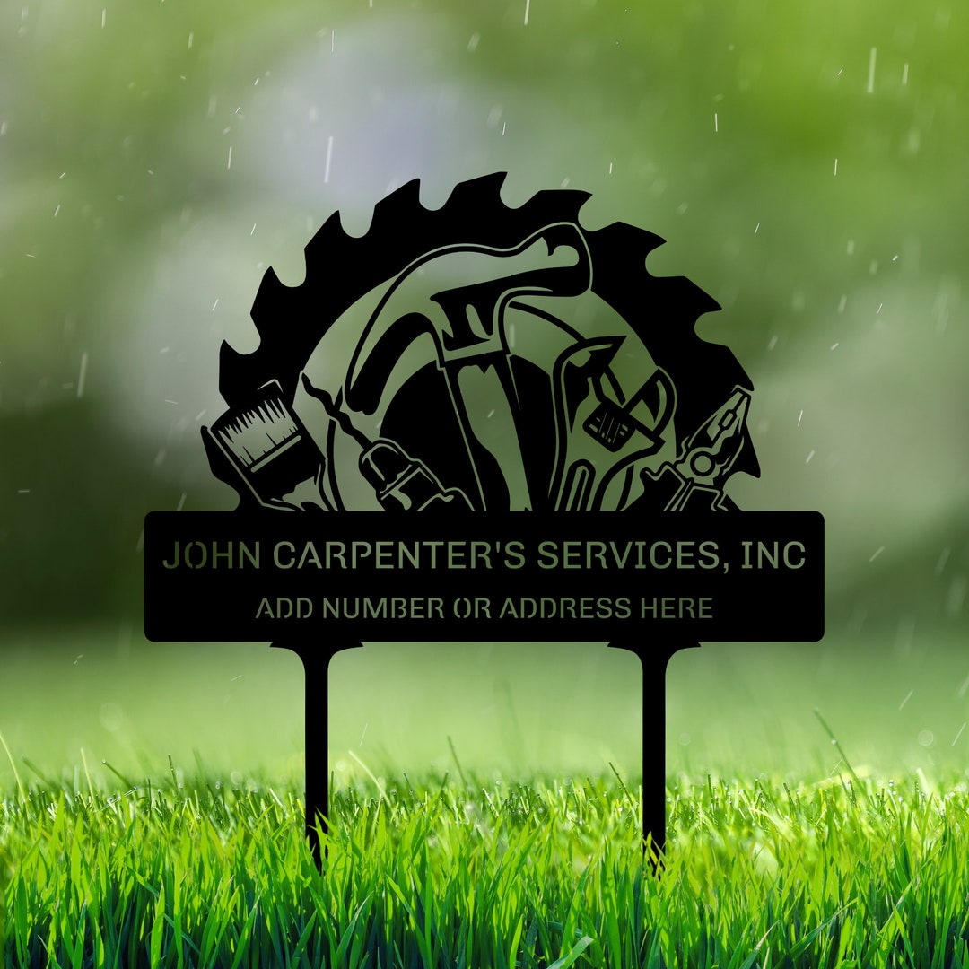 US Carpenter Yard Stake, Custom Metal Handyman Home Sign, Repair Home ...