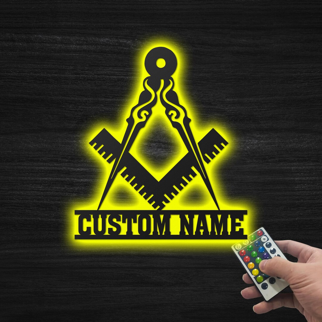 Personalized Masonic Metal Wall With LED, Freemason Wall Hanging ...