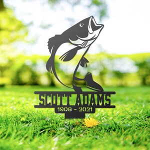 Fishing Memorial Sign Personalized, Grave Marker for Fisherman, Fishing ...