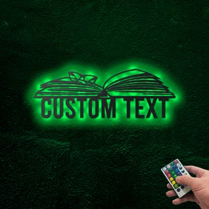 Book Store Welcome Sign With LED Personalized, Bookshop Wall Sign Decor ...