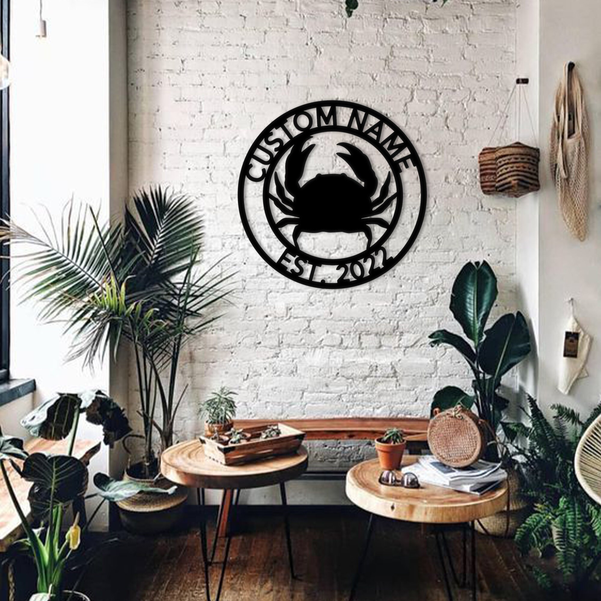 Custom Crab Metal LED Sign, Personalized Crab Name Sign Deco for Room ...