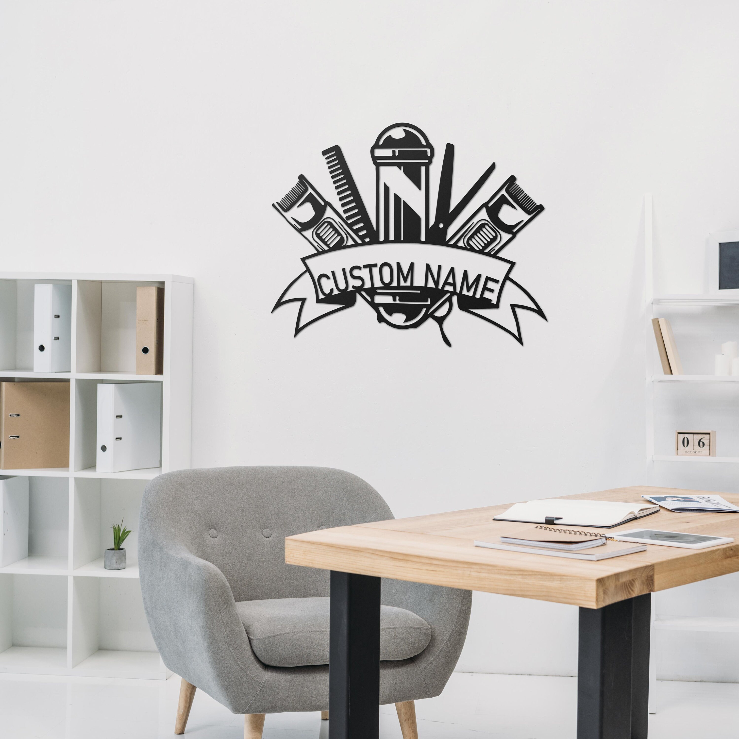 Barber Shop Sign With Led Personalized, Hair Salon Metal Wall Art ...