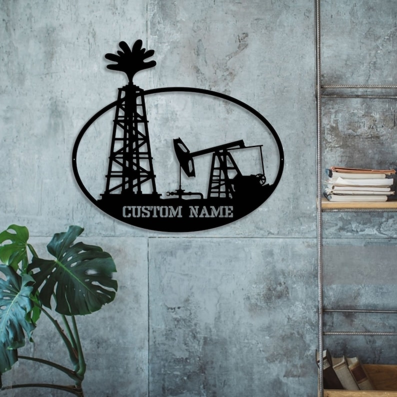 Personalized Oil Rig Metal Wall Art With LED Light, Oil Digger Custom ...