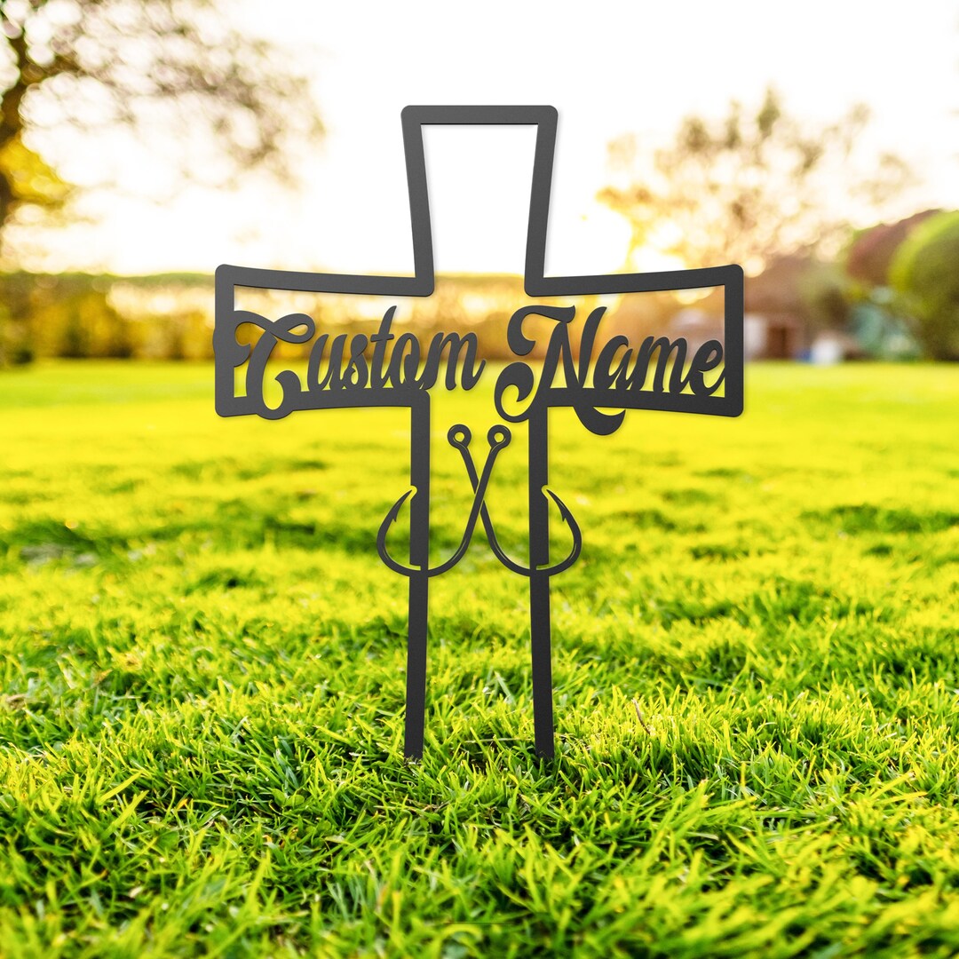 Fishing Memorial Sign Personalized, Grave Marker for Fisherman, Fishing ...