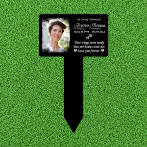 Photo Grave Marker Personalized, Temporary Grave Marker With Photo, Memorial Plaque With Stake ...