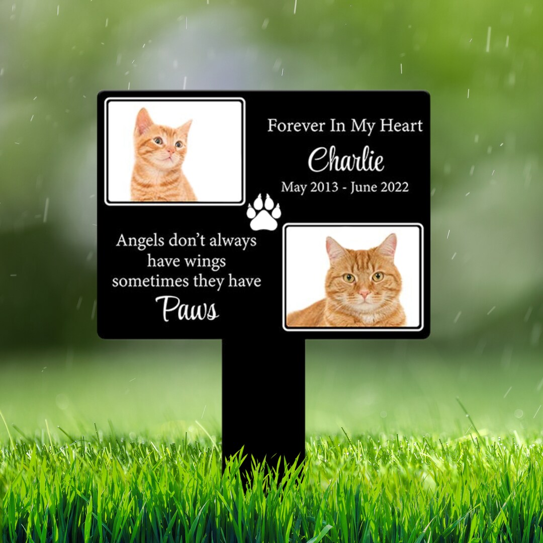 Cat Memorial Grave Marker Custom, Sympathy Grave Stake With Photo for ...