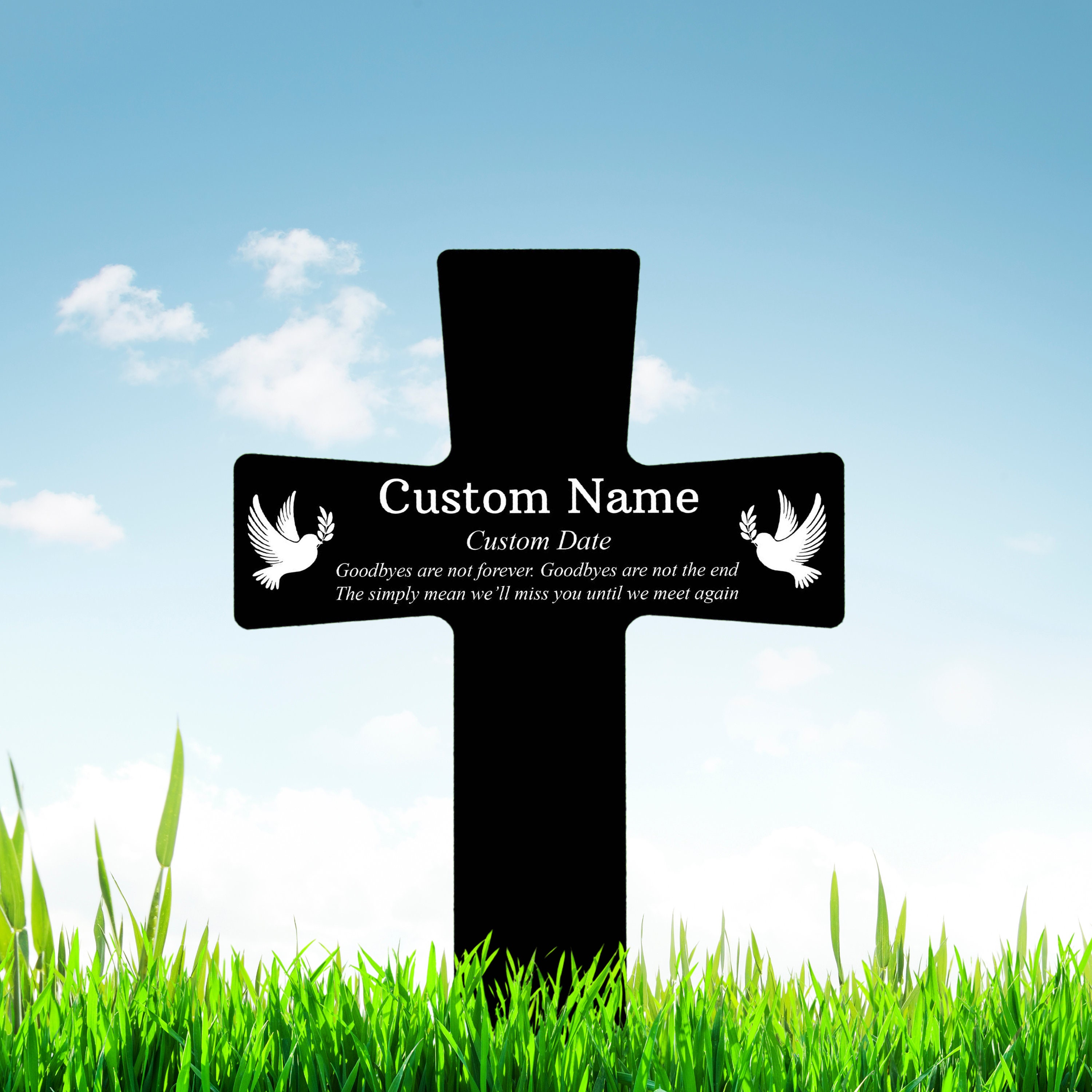 Personalized Cross Grave Marker, Loss of Loved One Plaque, Outdoor ...