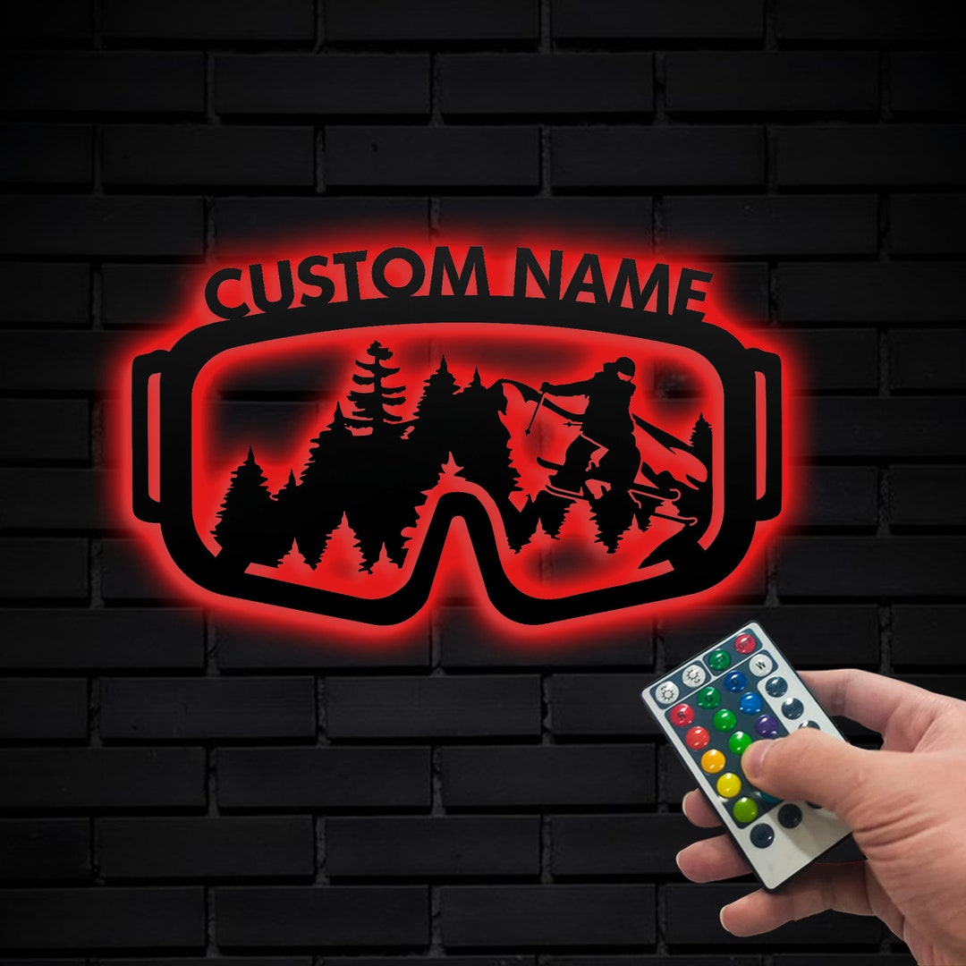Personalized Snowboarding Sign With LED, Snowboarder Custom Name Sign ...