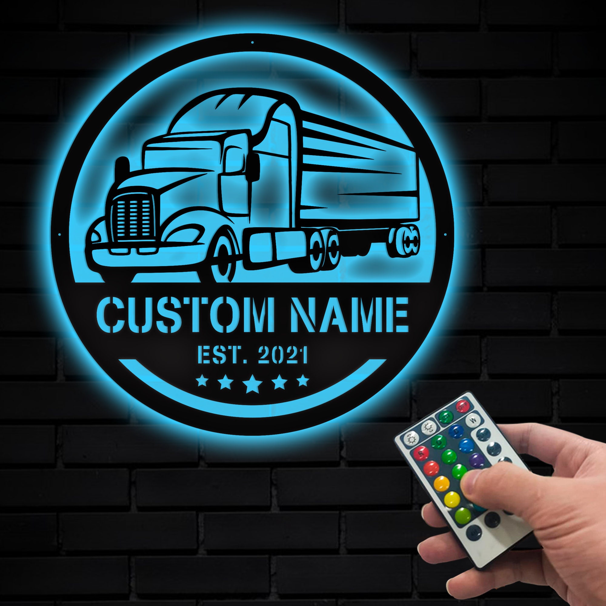 Custom Semi Truck Metal Sign With Led, Shipping Company Office Welcome ...