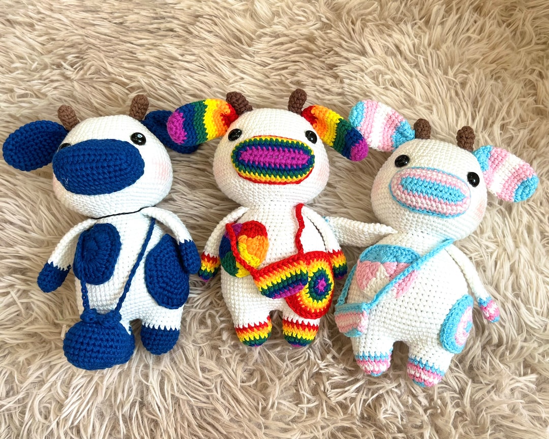 Cow LGBT Doll - Custom Crochet Doll - Rainbow Cow Doll, Animal Custom ...