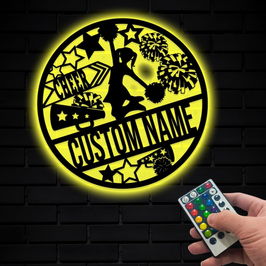 Cheerleader Custom Name Sign With LED, Cheerleading Metal Wall Art ...