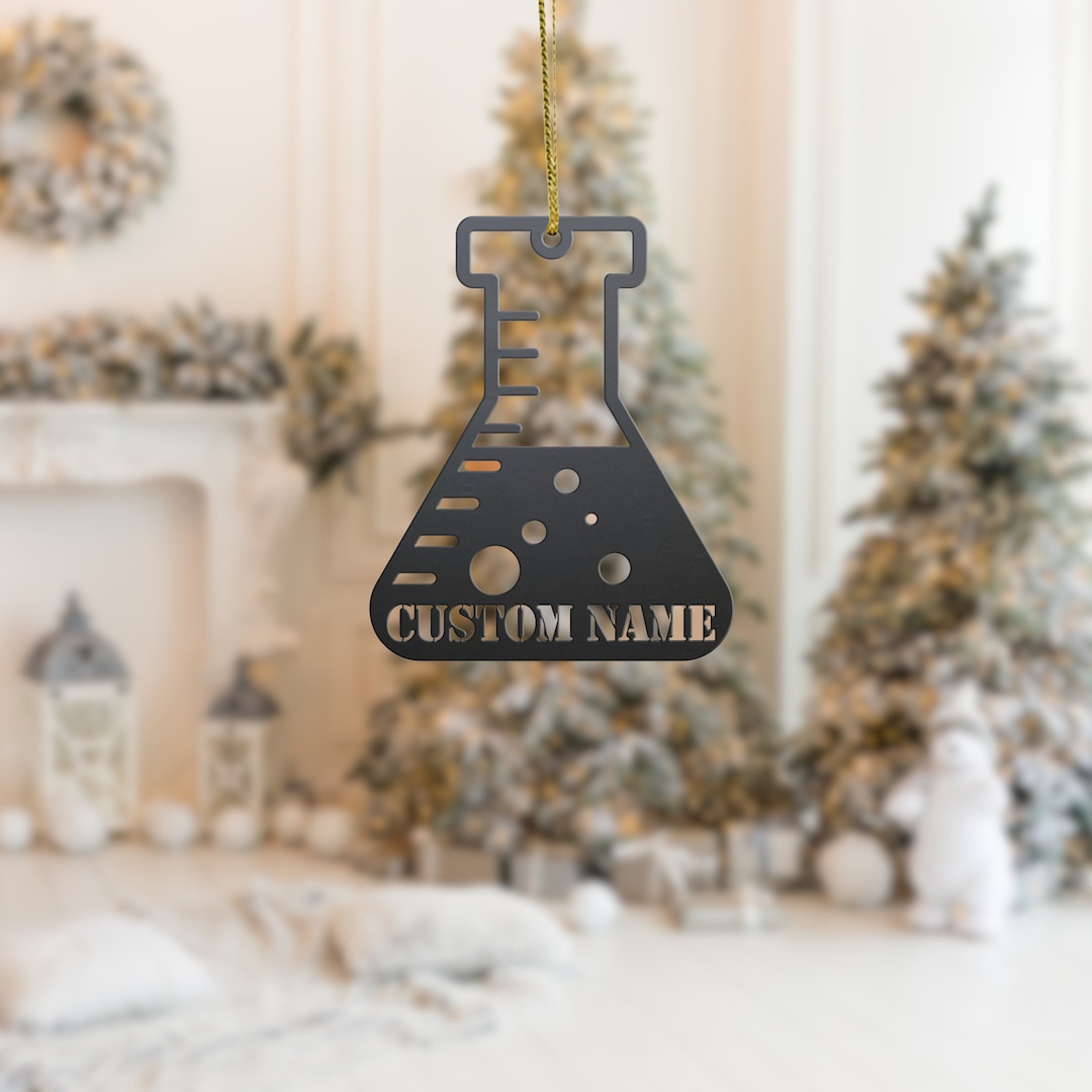 Personalized Chemistry Volumetric Flask, Ornament, Chemist Custom Metal ...