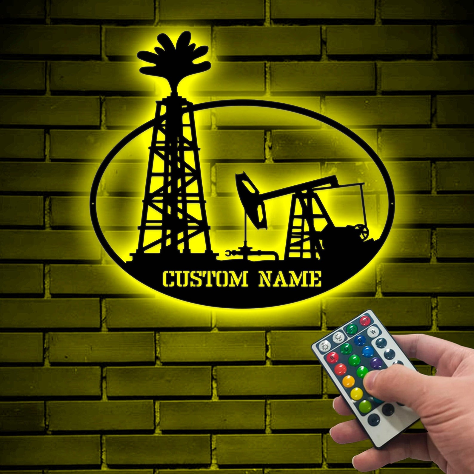 Personalized Oil Rig Metal Wall Art With LED Light, Oil Digger Custom ...