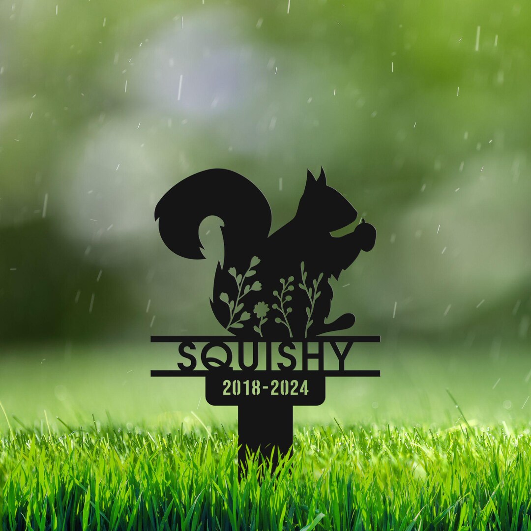 Pet Grave Marker Personalized, Squirrel Memorial Metal Cross, Outdoor ...