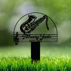 Personalized Grave Marker for Human, Playing in Heaven, Saxophone ...