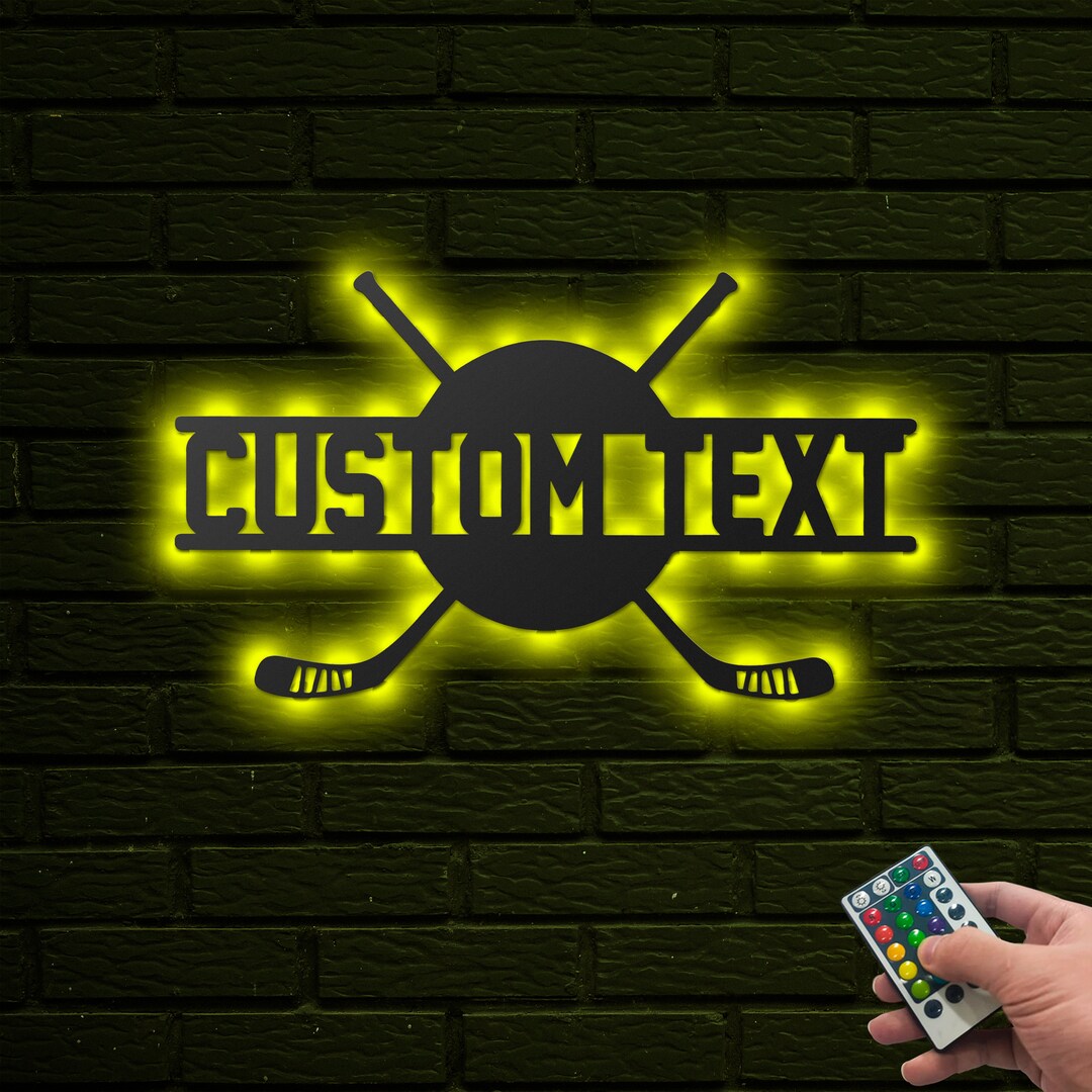 Personalized Ice Hockey Metal Wall With LED, Ice Hockey Player Custom ...