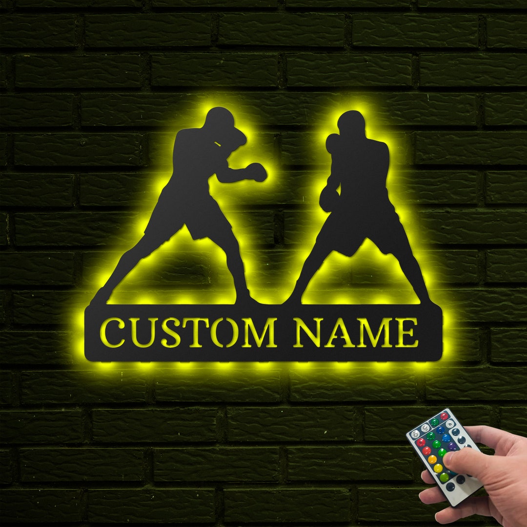 Boxing Metal Wall With LED Personalized, Boxer Custom Name Sign ...