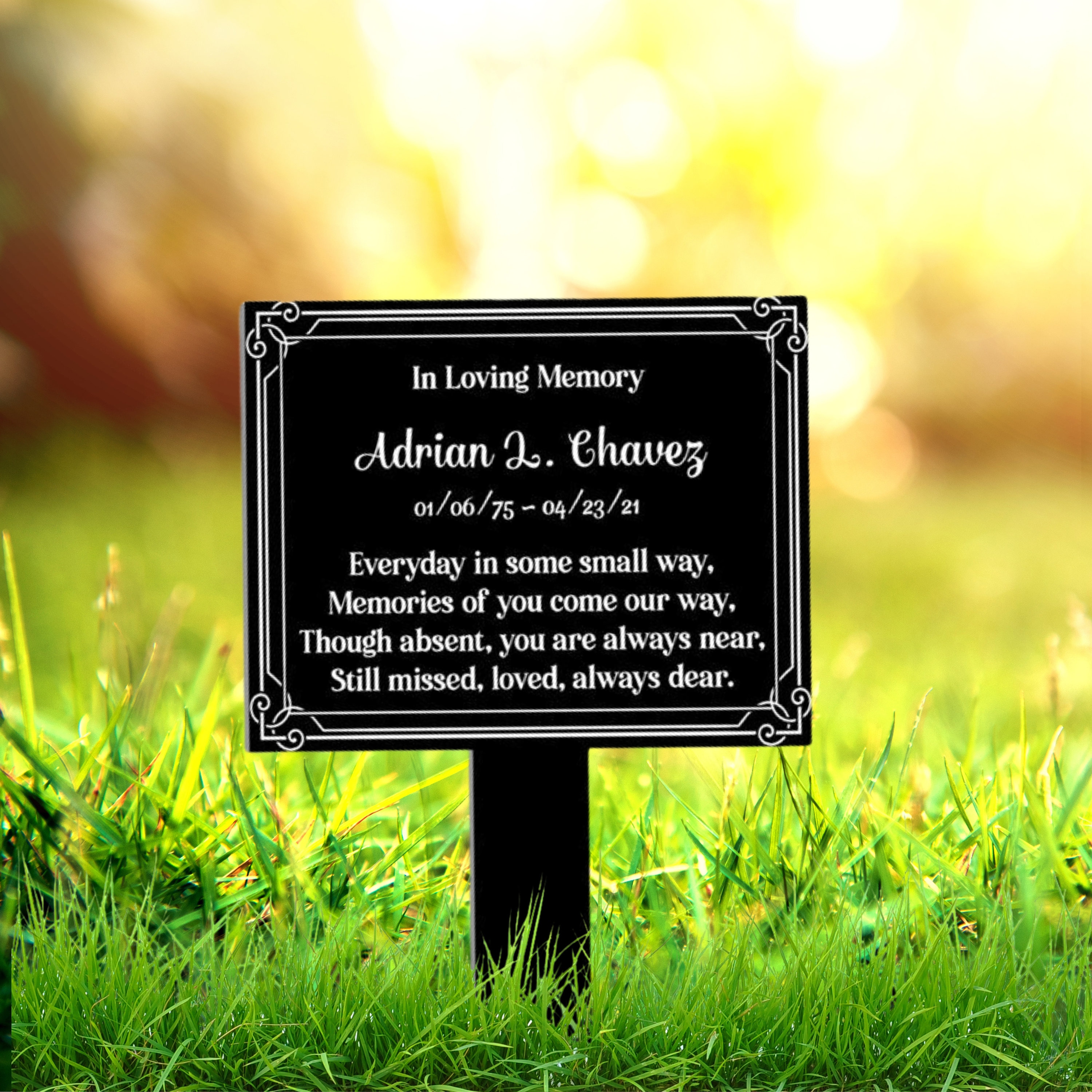 Custom Memorial Grave Plaque, Loss of Loved Ones Grave Marker ...