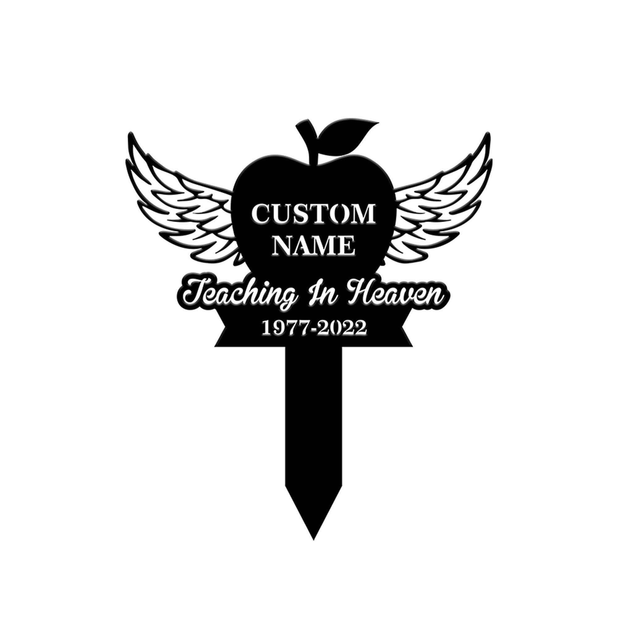 Personalized Teacher Grave Marker, Teacher Memorial Metal Plaque ...