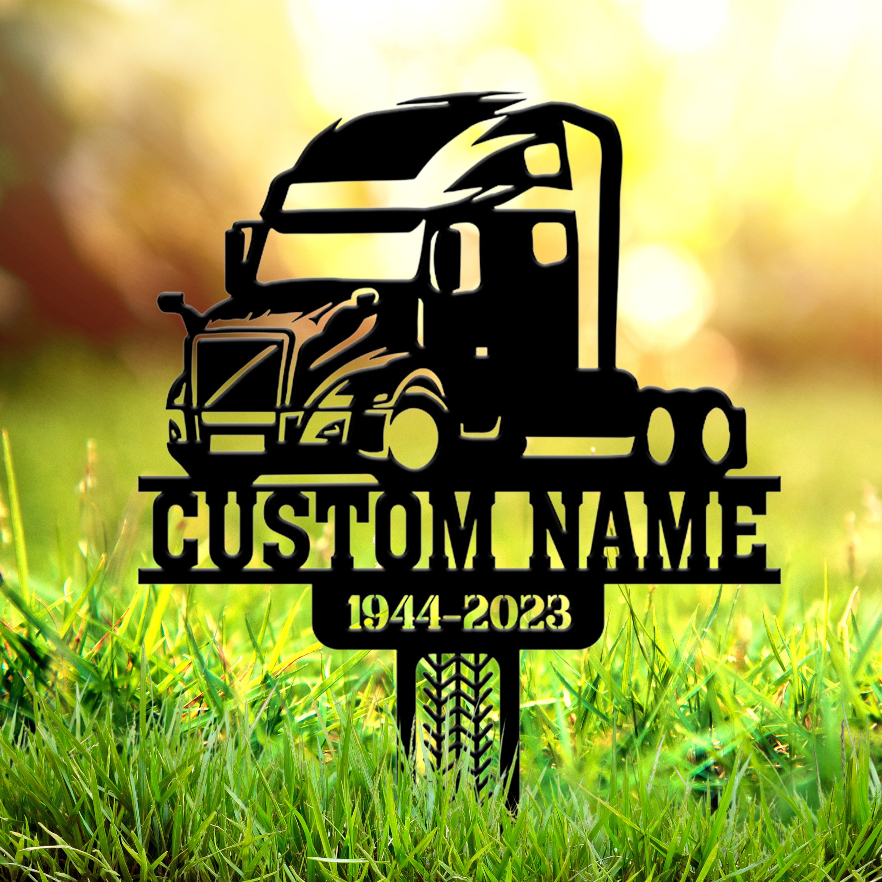 Semi Truck Grave Marker Personalized US Truck Driver Metal - Etsy