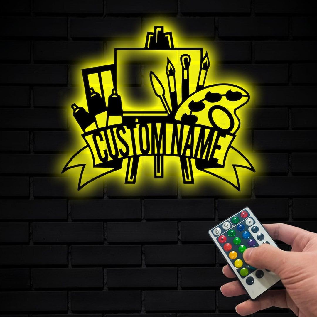 Personalized Artist Palette Metal LED Sign, Exhibition Welcome Metal ...
