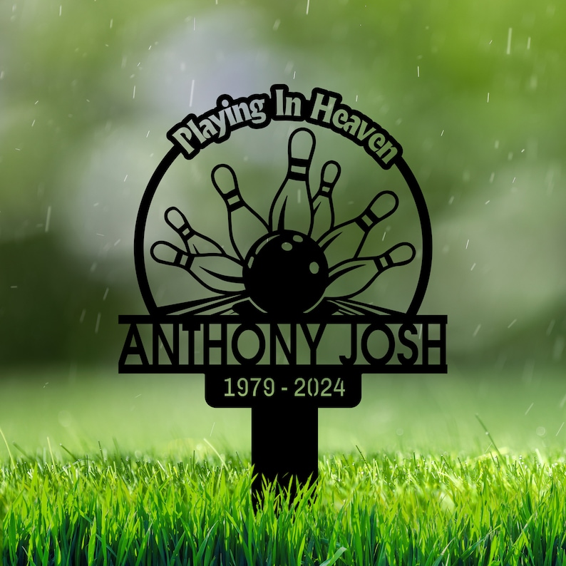 Bowling Memorial Plaque Personalized, Outdoor Metal Grave Marker ...