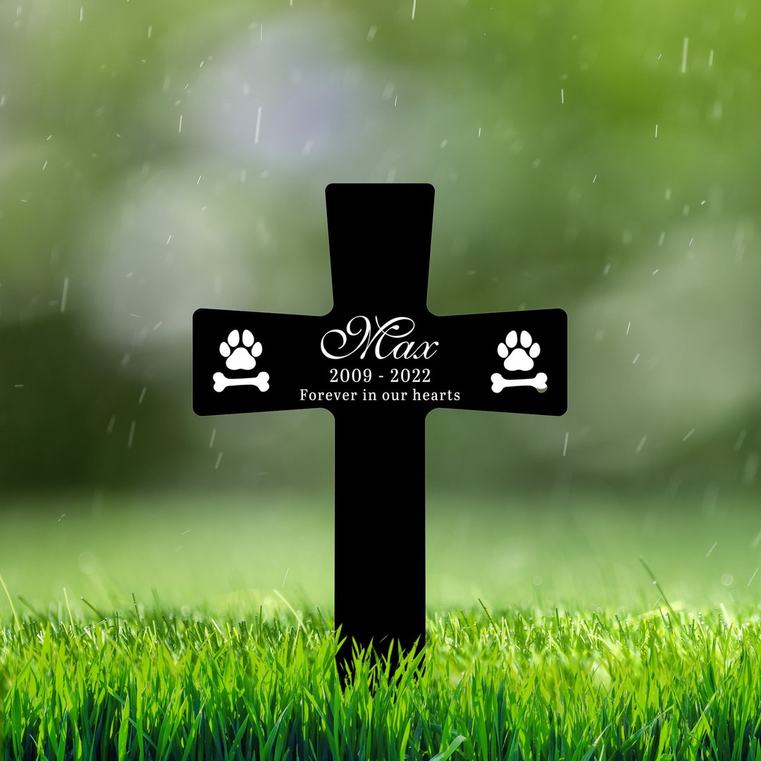 Pet Cross Memorial Grave Stake Custom, Dog Cross Acrylic Stake, Loss of ...