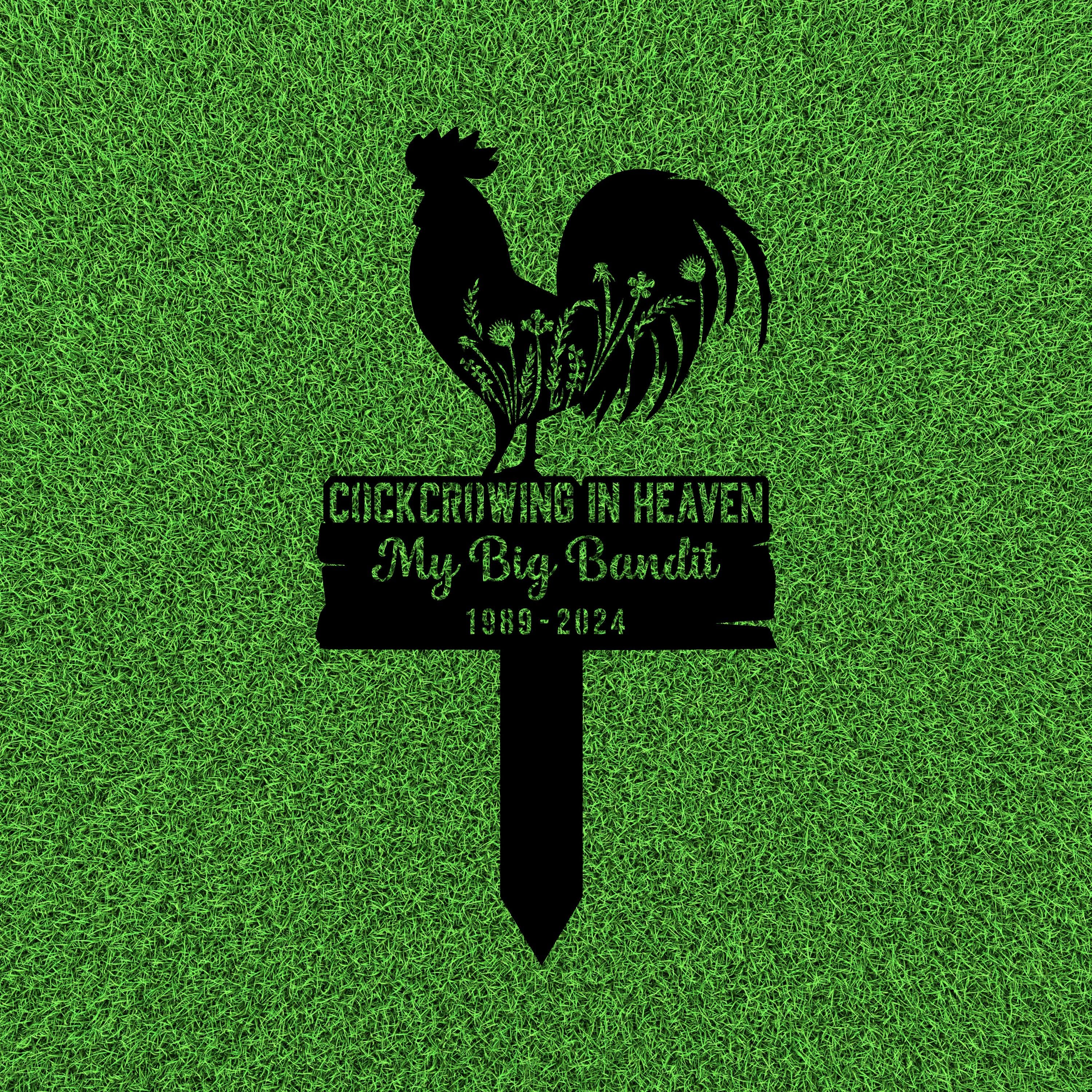 Personalized Rooster Grave Markers, Memorial Metal Plaque, Chicken ...