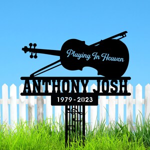 Personalized Grave Marker for Human, Playing in Heaven, Violin Player ...