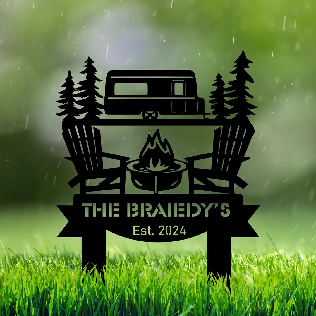Happy Campers Metal Plaque Personalized, Camping Yard Stakes, Camper ...