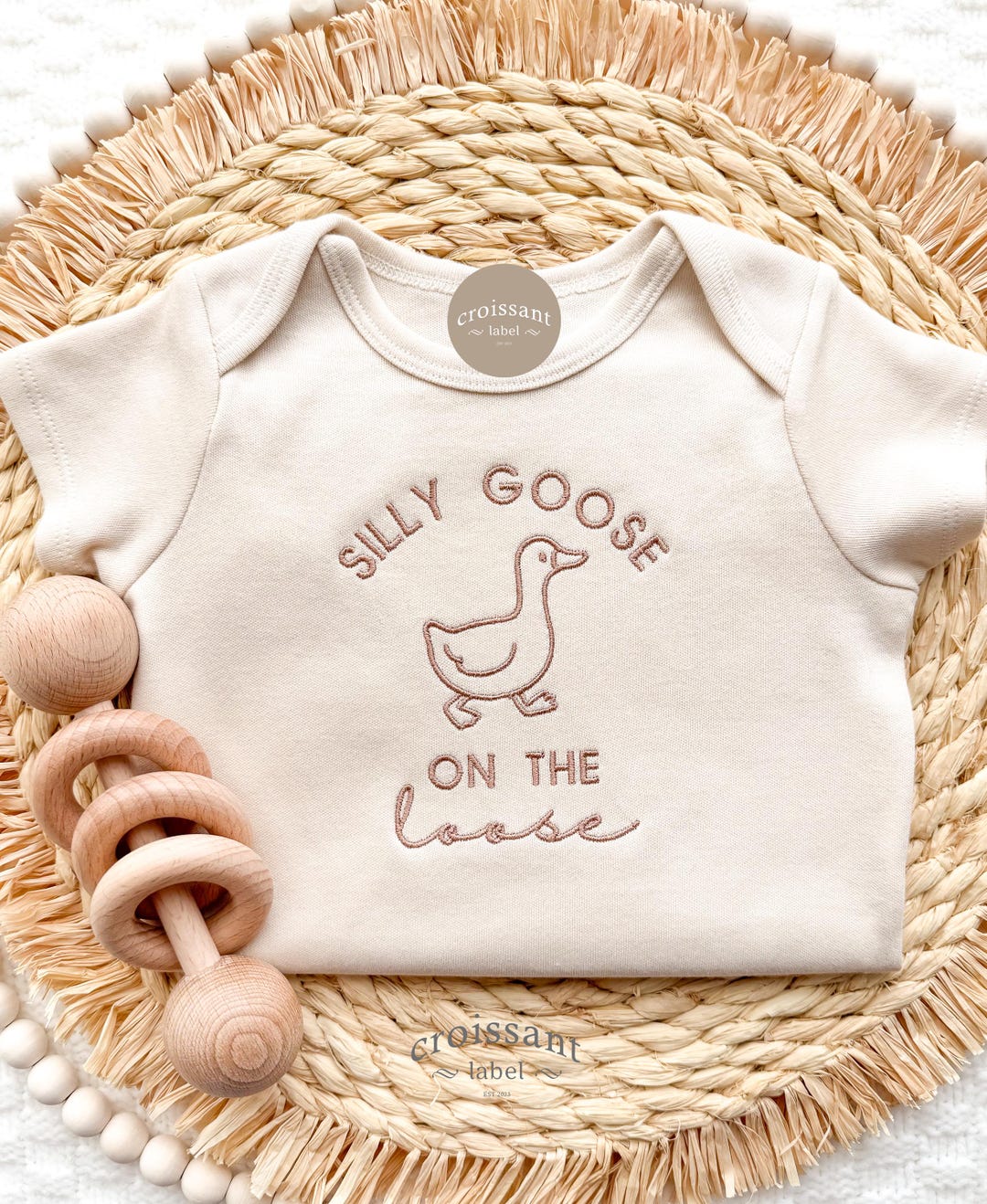 Embroidered Silly Goose on the Loose Baby Onesie®, Funny Pregnancy ...
