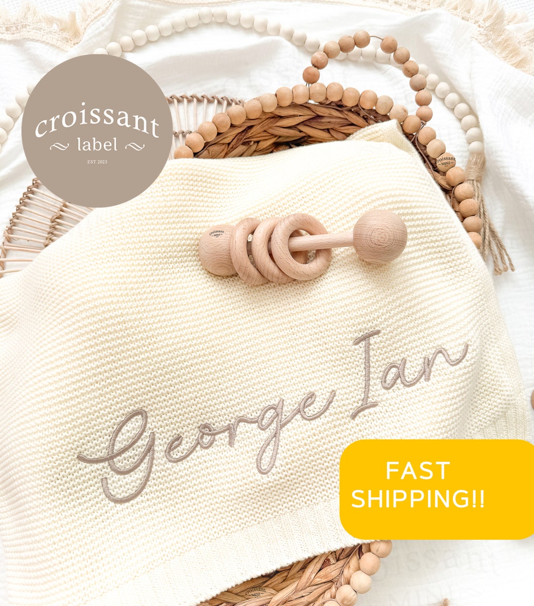 Custom Baby Blanket, Custom Embroidered Baby Gift, Newborn Personalized ...